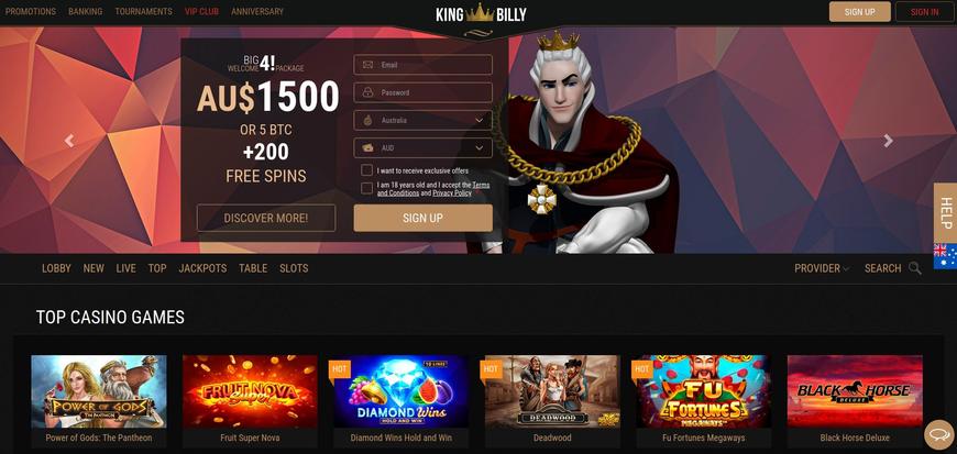 King Billy Casino Review 2021 Bitcoin Crypto Accepted Australia
